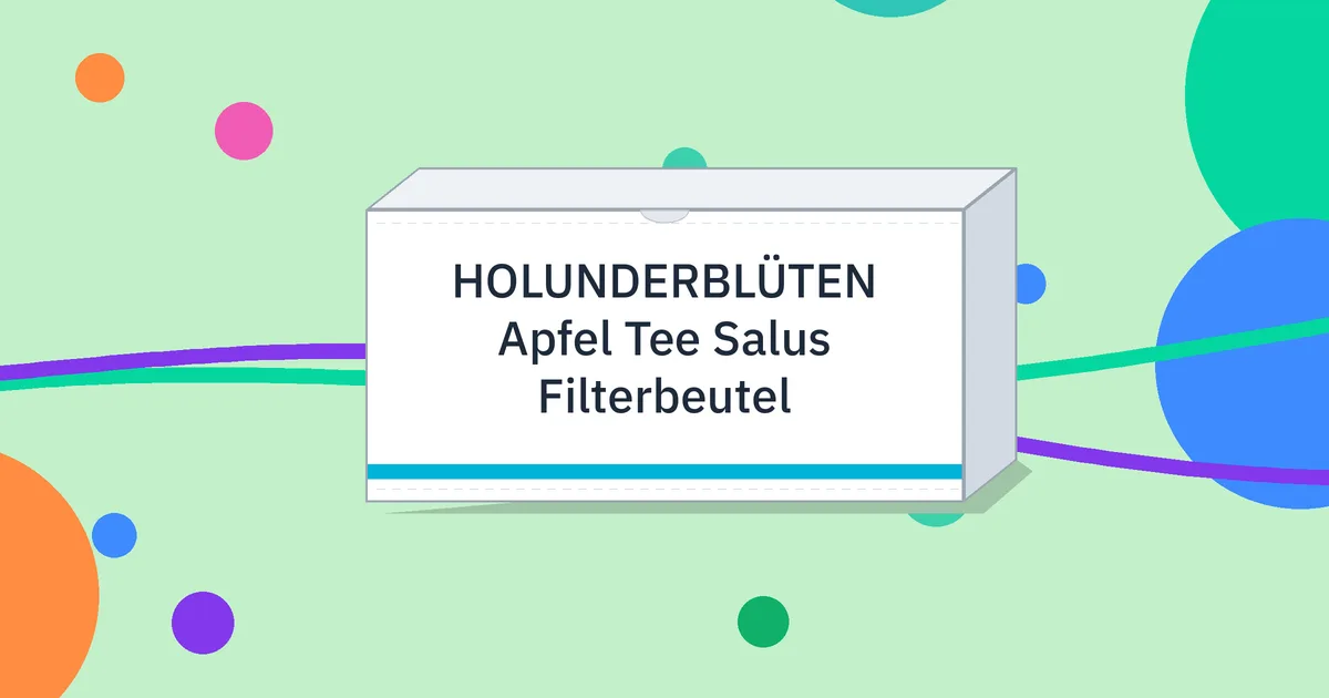 Symbolbild: Packung mit der Aufschrift HOLUNDERBLÜTEN Apfel Tee Salus Filterbeutel (PZN 09003968) – Verfügbarkeit und Bezug in Apotheken in Frankfurt am Main