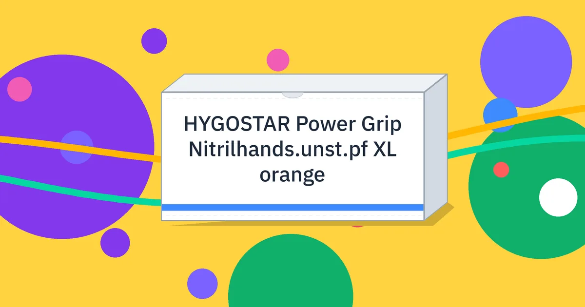 Symbolbild: Packung mit der Aufschrift HYGOSTAR Power Grip Nitrilhands.unst.pf XL orange (PZN 20772762) – Verfügbarkeit und Bezug in Apotheken in Frankfurt am Main