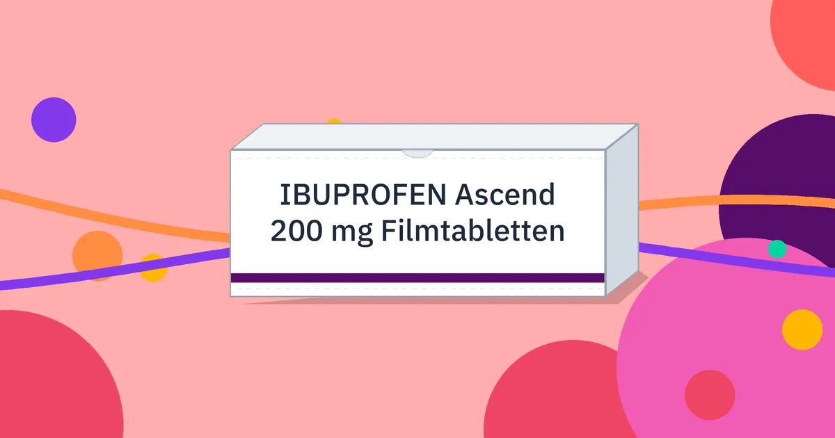 Symbolbild: Packung mit der Aufschrift IBUPROFEN Ascend 200 mg Filmtabletten (PZN 16127116) – Verfügbarkeit und Bezug in Apotheken in Frankfurt am Main