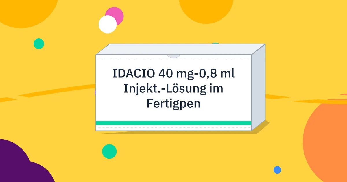 Symbolbild: Packung mit der Aufschrift IDACIO 40 mg-0,8 ml Injekt.-Lösung im Fertigpen (PZN 16395294) – Verfügbarkeit und Bezug in Apotheken in Frankfurt am Main