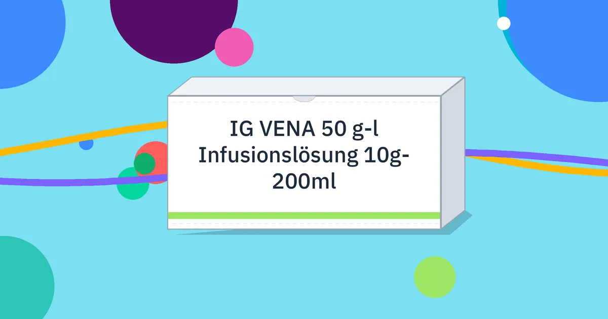 Symbolbild: Packung mit der Aufschrift IG VENA 50 g-l Infusionslösung 10g-200ml (PZN 20330076) – Verfügbarkeit und Bezug in Apotheken in Frankfurt am Main