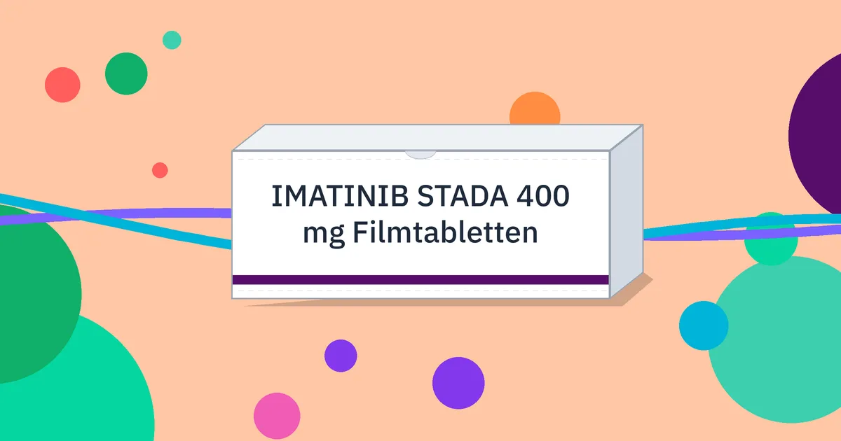 Symbolbild: Packung mit der Aufschrift IMATINIB STADA 400 mg Filmtabletten (PZN 11871063) – Verfügbarkeit und Bezug in Apotheken in Frankfurt am Main