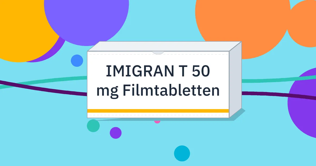 Symbolbild: Packung mit der Aufschrift IMIGRAN T 50 mg Filmtabletten (PZN 00686279) – Verfügbarkeit und Bezug in Apotheken in Frankfurt am Main
