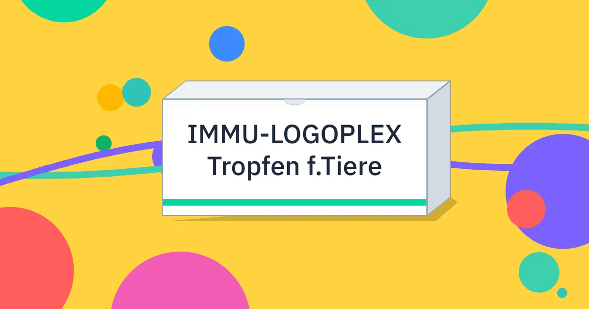 Symbolbild: Packung mit der Aufschrift IMMU-LOGOPLEX Tropfen f.Tiere (PZN 17969171) – Verfügbarkeit und Bezug in Apotheken in Frankfurt am Main