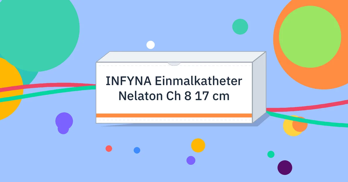 Symbolbild: Packung mit der Aufschrift INFYNA Einmalkatheter Nelaton Ch 8 17 cm (PZN 13750932) – Verfügbarkeit und Bezug in Apotheken in Frankfurt am Main