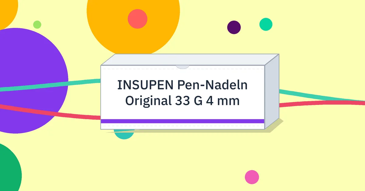 Symbolbild: Packung mit der Aufschrift INSUPEN Pen-Nadeln Original 33 G 4 mm (PZN 16795869) – Verfügbarkeit und Bezug in Apotheken in Frankfurt am Main