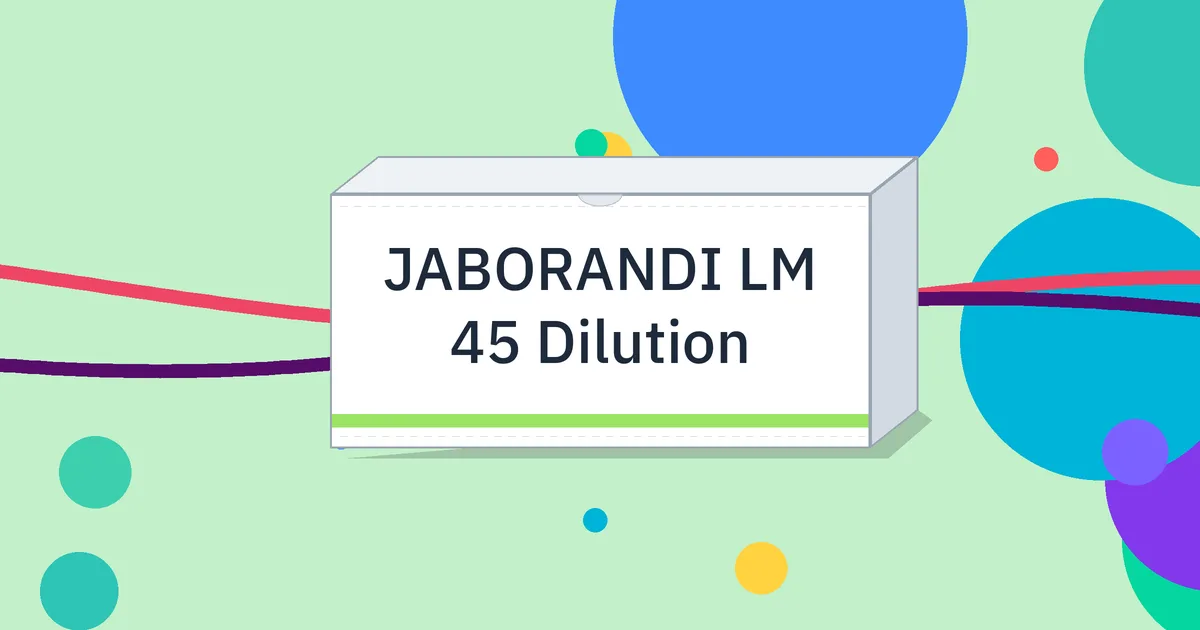 Symbolbild: Packung mit der Aufschrift JABORANDI LM 45 Dilution (PZN 12915495) – Verfügbarkeit und Bezug in Apotheken in Frankfurt am Main