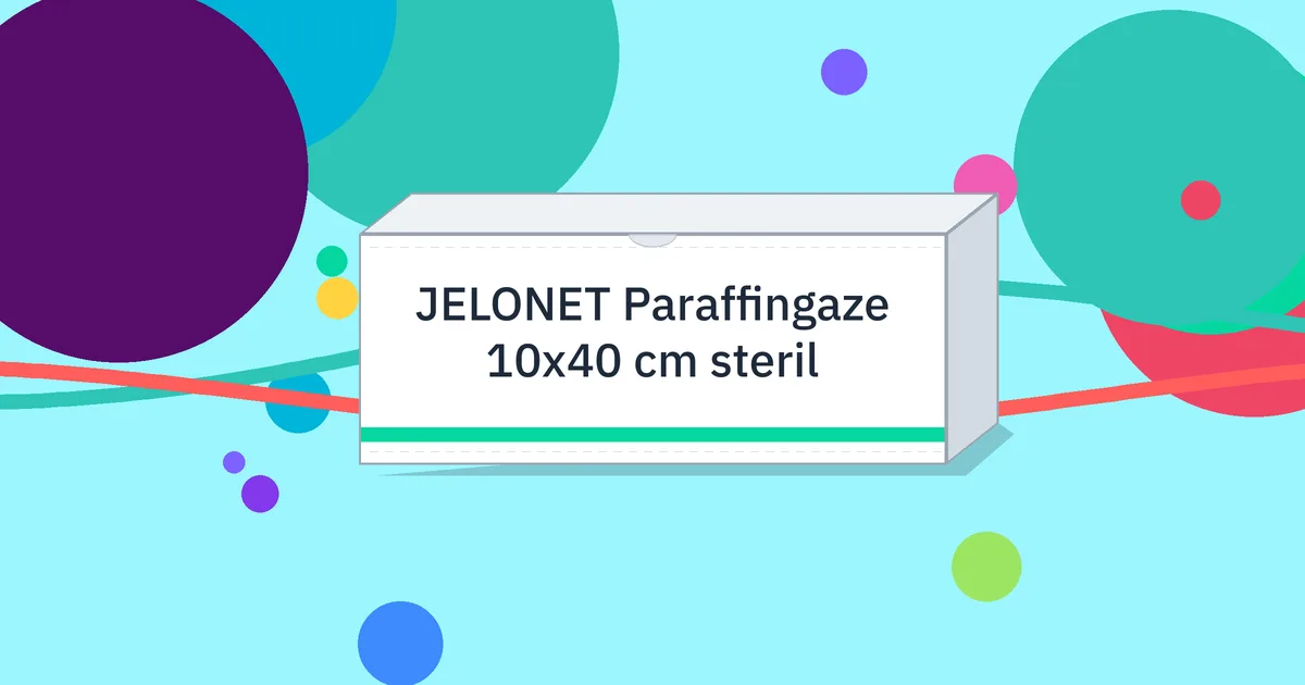 Symbolbild: Packung mit der Aufschrift JELONET Paraffingaze 10x40 cm steril (PZN 02782426) – Verfügbarkeit und Bezug in Apotheken in Frankfurt am Main
