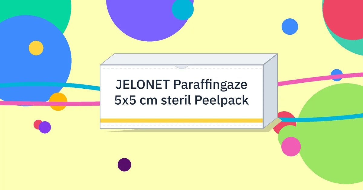 Symbolbild: Packung mit der Aufschrift JELONET Paraffingaze 5x5 cm steril Peelpack (PZN 13422375) – Verfügbarkeit und Bezug in Apotheken in Frankfurt am Main