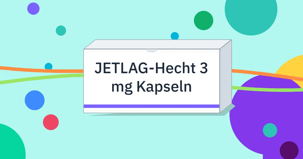 Symbolbild: Packung mit der Aufschrift JETLAG-Hecht 3 mg Kapseln (PZN 09919443) – Verfügbarkeit und Bezug in Apotheken in Frankfurt am Main