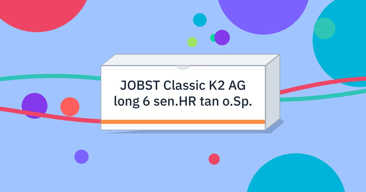 Symbolbild: Packung mit der Aufschrift JOBST Classic K2 AG long 6 sen.HR tan o.Sp. (PZN 17958865) – Verfügbarkeit und Bezug in Apotheken in Frankfurt am Main