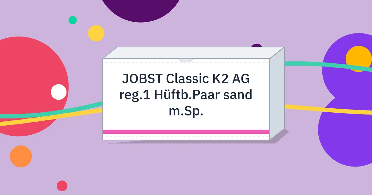 Symbolbild: Packung mit der Aufschrift JOBST Classic K2 AG reg.1 Hüftb.Paar sand m.Sp. (PZN 13066466) – Verfügbarkeit und Bezug in Apotheken in Frankfurt am Main