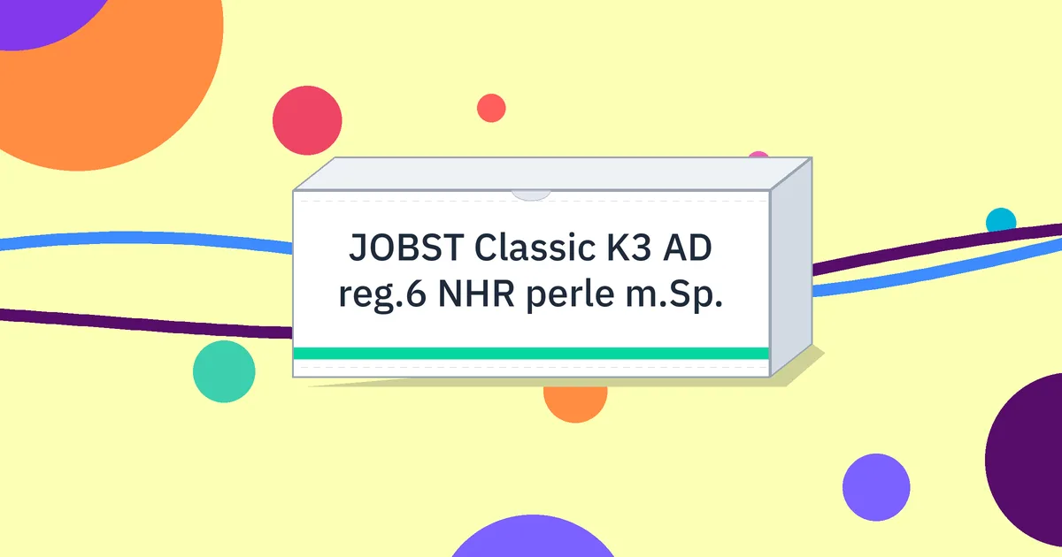 Symbolbild: Packung mit der Aufschrift JOBST Classic K3 AD reg.6 NHR perle m.Sp. (PZN 13070752) – Verfügbarkeit und Bezug in Apotheken in Frankfurt am Main