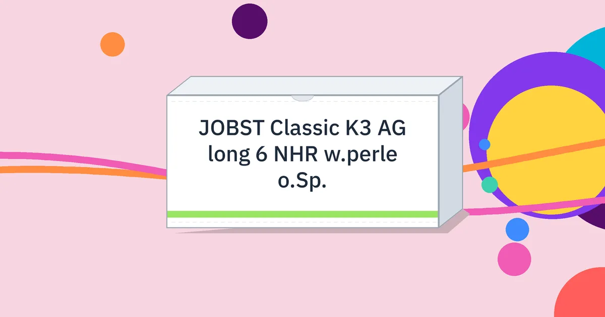 Symbolbild: Packung mit der Aufschrift JOBST Classic K3 AG long 6 NHR w.perle o.Sp. (PZN 13072283) – Verfügbarkeit und Bezug in Apotheken in Frankfurt am Main
