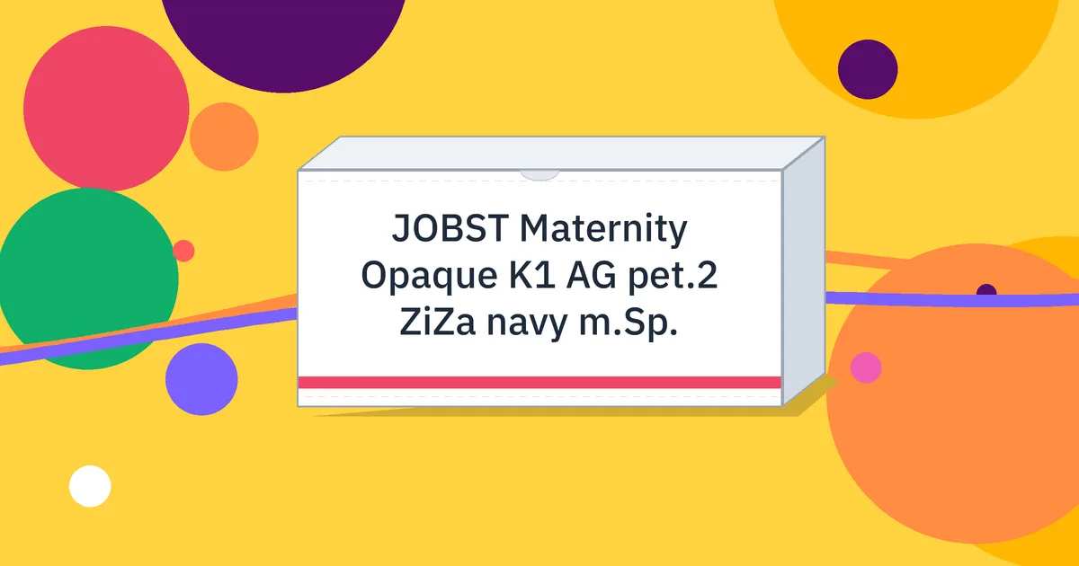 Symbolbild: Packung mit der Aufschrift JOBST Maternity Opaque K1 AG pet.2 ZiZa navy m.Sp. (PZN 15859633) – Verfügbarkeit und Bezug in Apotheken in Frankfurt am Main