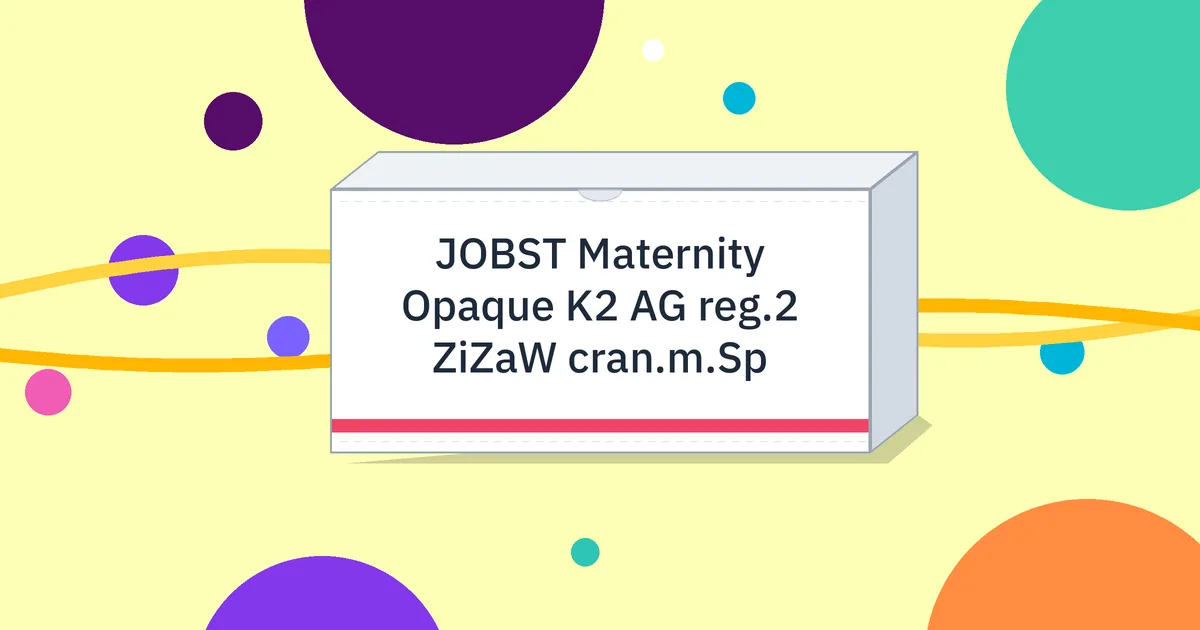 Symbolbild: Packung mit der Aufschrift JOBST Maternity Opaque K2 AG reg.2 ZiZaW cran.m.Sp (PZN 15858303) – Verfügbarkeit und Bezug in Apotheken in Frankfurt am Main
