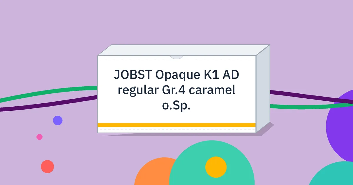Symbolbild: Packung mit der Aufschrift JOBST Opaque K1 AD regular Gr.4 caramel o.Sp. (PZN 13082287) – Verfügbarkeit und Bezug in Apotheken in Frankfurt am Main