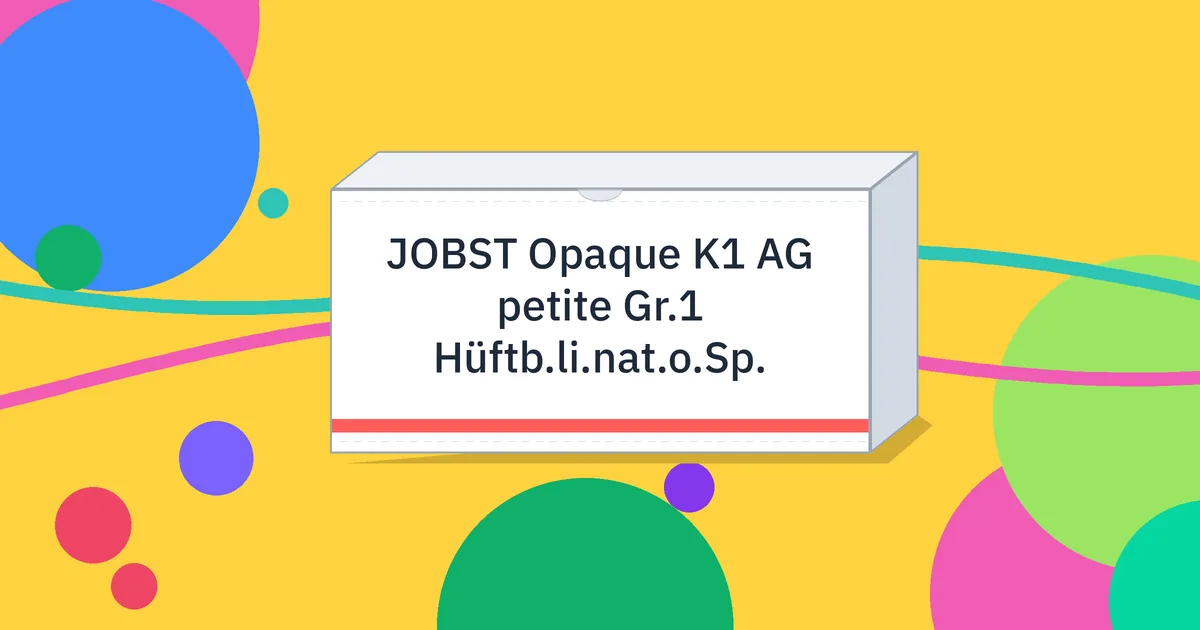 Symbolbild: Packung mit der Aufschrift JOBST Opaque K1 AG petite Gr.1 Hüftb.li.nat.o.Sp. (PZN 13098012) – Verfügbarkeit und Bezug in Apotheken in Frankfurt am Main