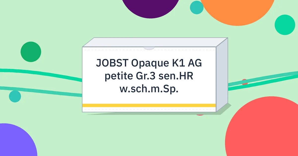 Symbolbild: Packung mit der Aufschrift JOBST Opaque K1 AG petite Gr.3 sen.HR w.sch.m.Sp. (PZN 13086322) – Verfügbarkeit und Bezug in Apotheken in Frankfurt am Main