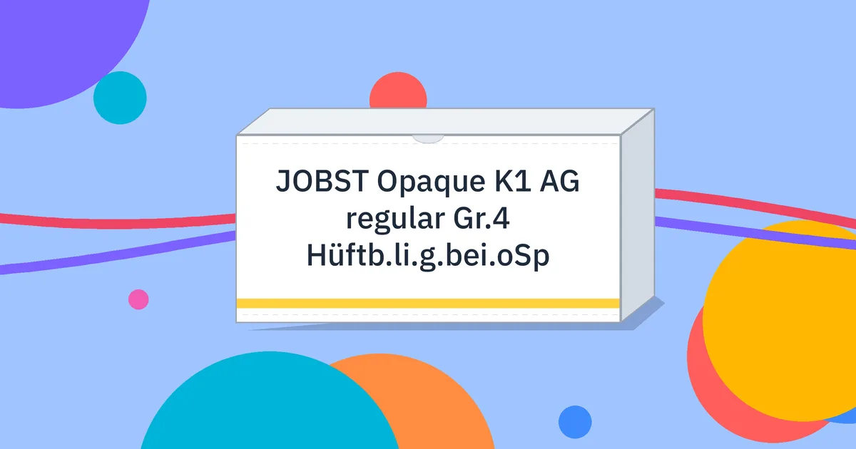 Symbolbild: Packung mit der Aufschrift JOBST Opaque K1 AG regular Gr.4 Hüftb.li.g.bei.oSp (PZN 16272143) – Verfügbarkeit und Bezug in Apotheken in Frankfurt am Main