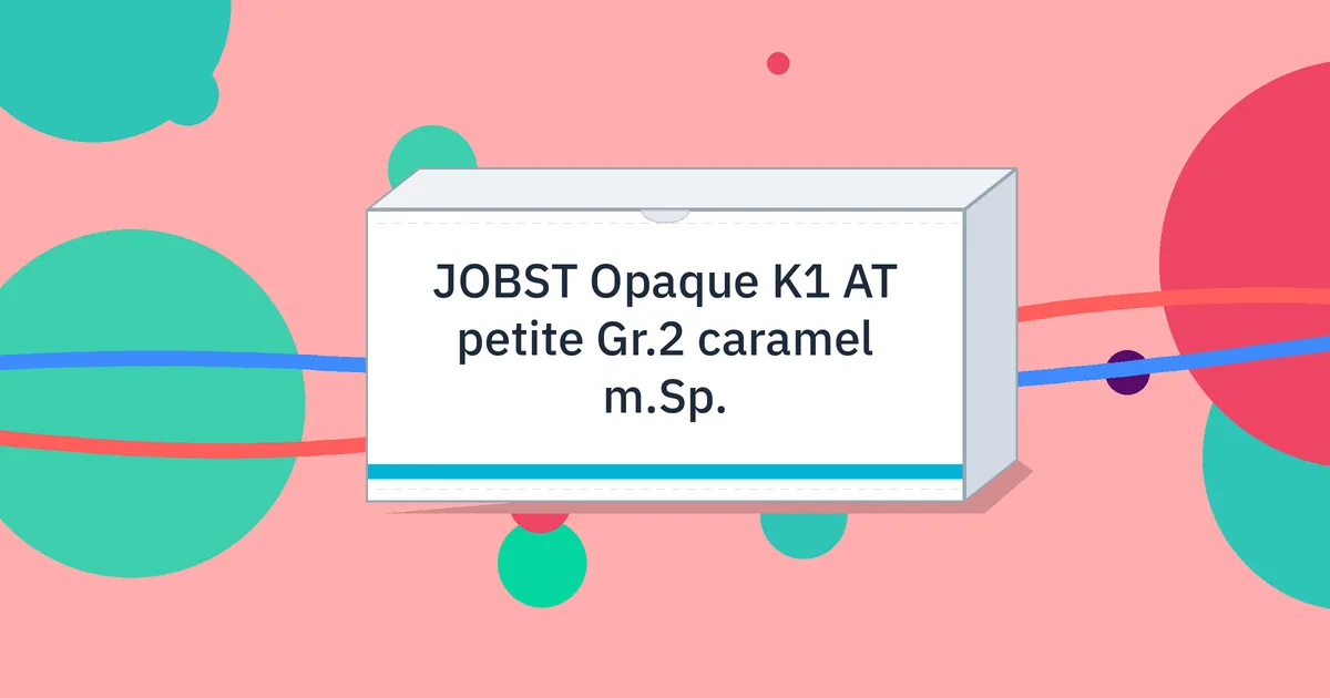 Symbolbild: Packung mit der Aufschrift JOBST Opaque K1 AT petite Gr.2 caramel m.Sp. (PZN 13103463) – Verfügbarkeit und Bezug in Apotheken in Frankfurt am Main