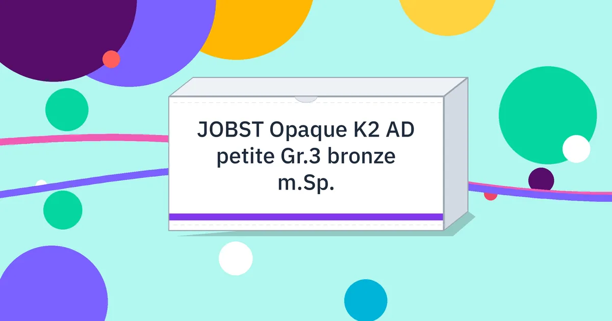Symbolbild: Packung mit der Aufschrift JOBST Opaque K2 AD petite Gr.3 bronze m.Sp. (PZN 13108532) – Verfügbarkeit und Bezug in Apotheken in Frankfurt am Main