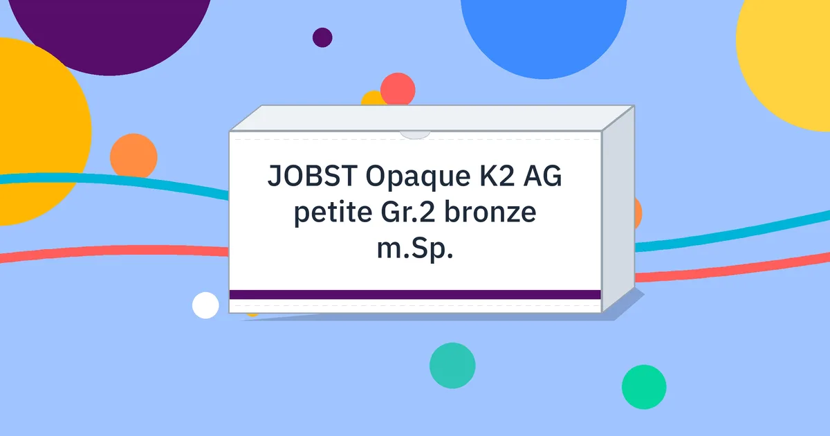Symbolbild: Packung mit der Aufschrift JOBST Opaque K2 AG petite Gr.2 bronze m.Sp. (PZN 13111741) – Verfügbarkeit und Bezug in Apotheken in Frankfurt am Main