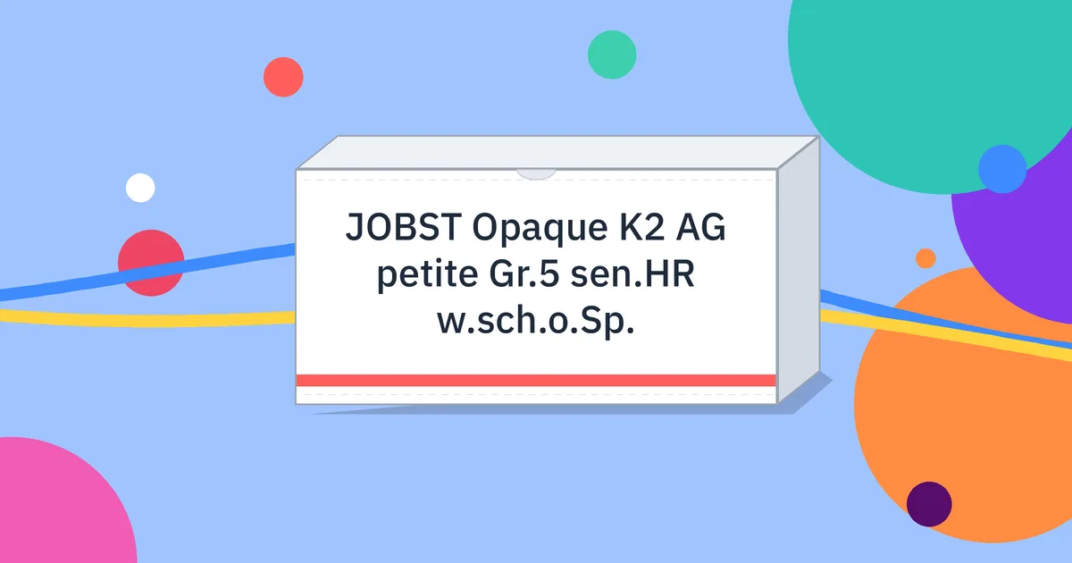 Symbolbild: Packung mit der Aufschrift JOBST Opaque K2 AG petite Gr.5 sen.HR w.sch.o.Sp. (PZN 11256760) – Verfügbarkeit und Bezug in Apotheken in Frankfurt am Main