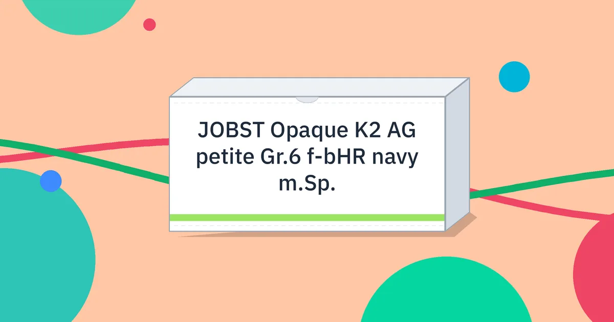 Symbolbild: Packung mit der Aufschrift JOBST Opaque K2 AG petite Gr.6 f-bHR navy m.Sp. (PZN 13160656) – Verfügbarkeit und Bezug in Apotheken in Frankfurt am Main