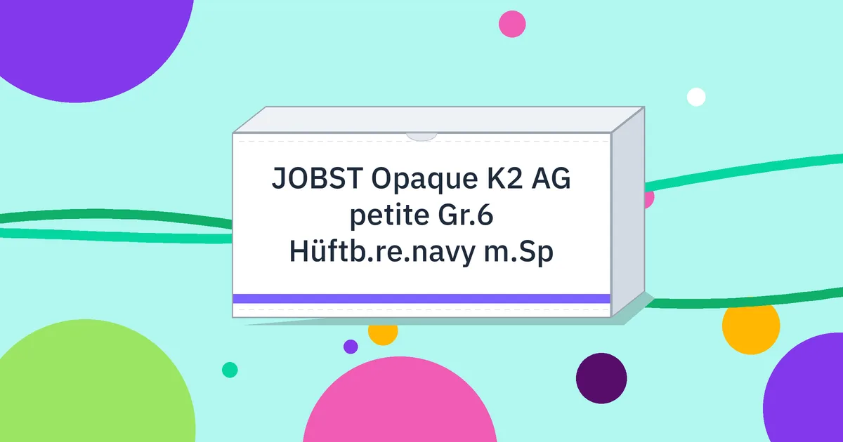 Symbolbild: Packung mit der Aufschrift JOBST Opaque K2 AG petite Gr.6 Hüftb.re.navy m.Sp (PZN 13115093) – Verfügbarkeit und Bezug in Apotheken in Frankfurt am Main