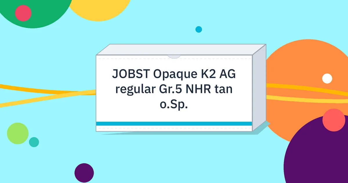 Symbolbild: Packung mit der Aufschrift JOBST Opaque K2 AG regular Gr.5 NHR tan o.Sp. (PZN 16281001) – Verfügbarkeit und Bezug in Apotheken in Frankfurt am Main