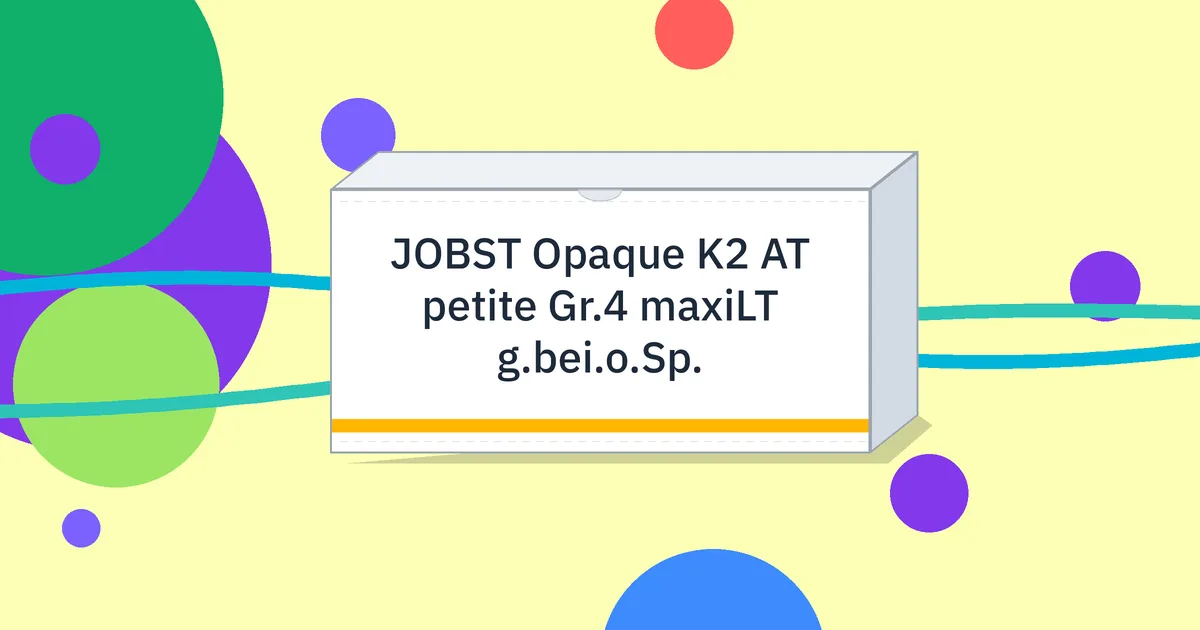 Symbolbild: Packung mit der Aufschrift JOBST Opaque K2 AT petite Gr.4 maxiLT g.bei.o.Sp. (PZN 16290879) – Verfügbarkeit und Bezug in Apotheken in Frankfurt am Main
