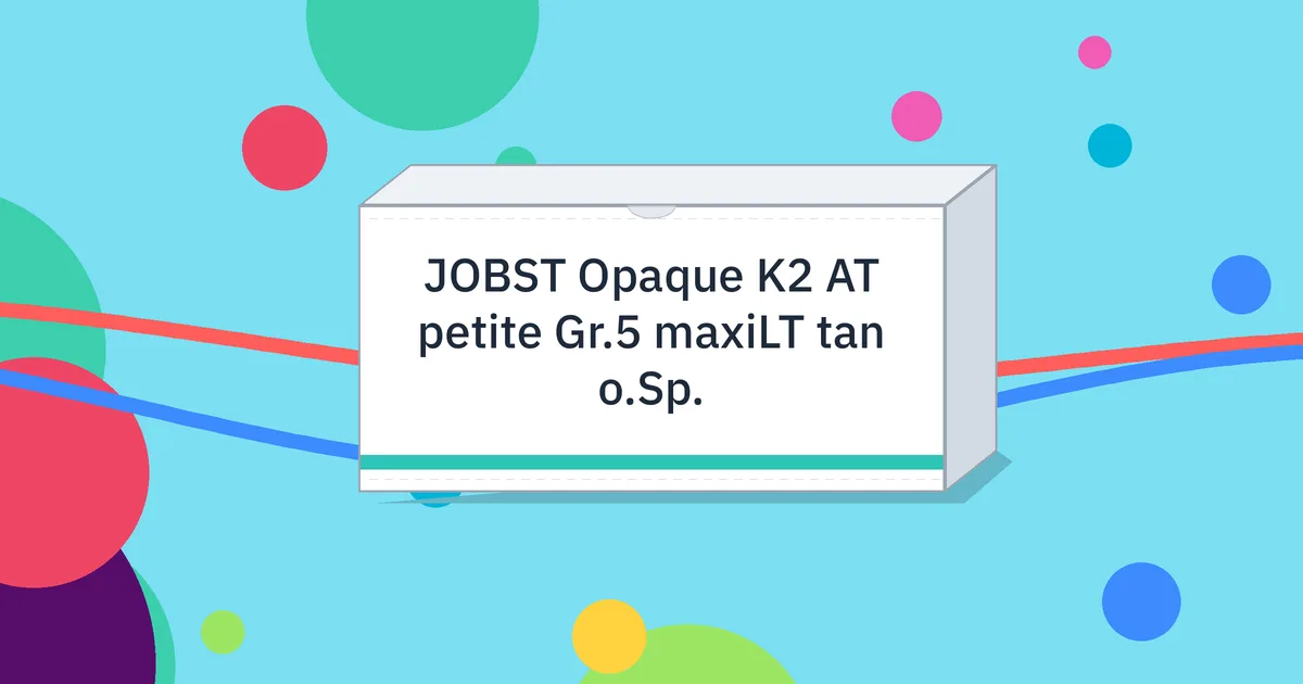 Symbolbild: Packung mit der Aufschrift JOBST Opaque K2 AT petite Gr.5 maxiLT tan o.Sp. (PZN 16291264) – Verfügbarkeit und Bezug in Apotheken in Frankfurt am Main