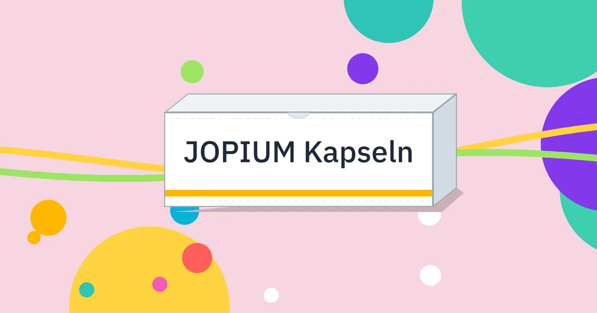 Symbolbild: Packung mit der Aufschrift JOPIUM Kapseln (PZN 04397342) – Verfügbarkeit und Bezug in Apotheken in Frankfurt am Main