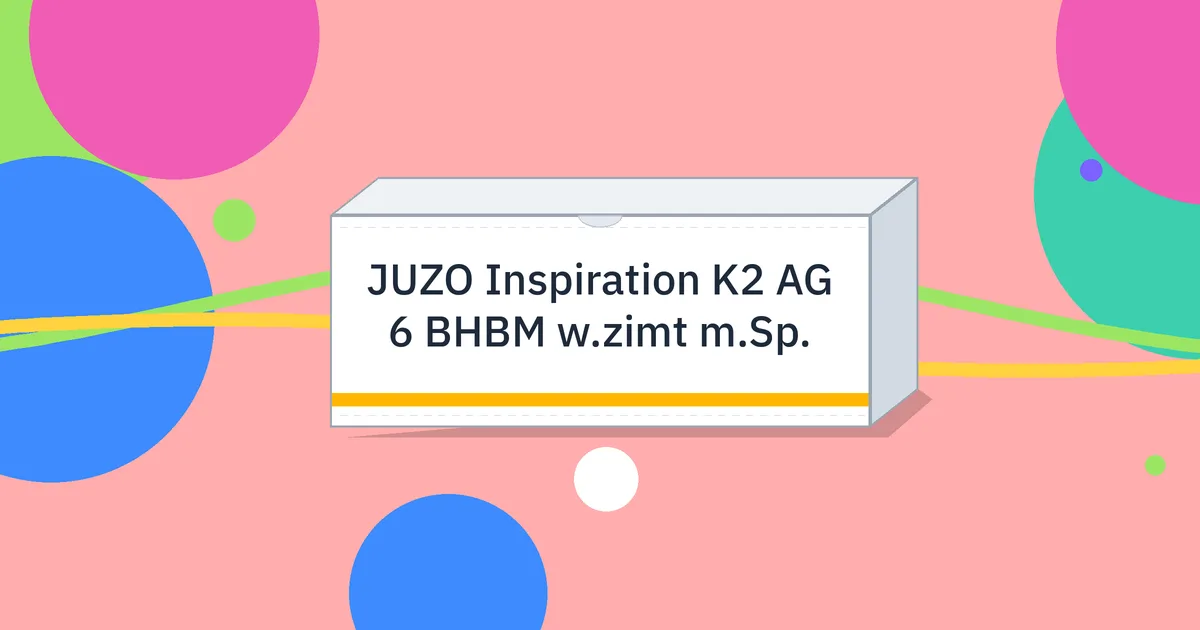 Symbolbild: Packung mit der Aufschrift JUZO Inspiration K2 AG 6 BHBM w.zimt m.Sp. (PZN 14882558) – Verfügbarkeit und Bezug in Apotheken in Frankfurt am Main