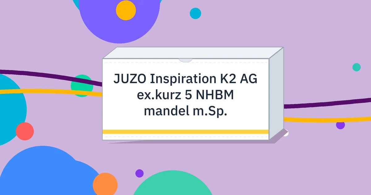 Symbolbild: Packung mit der Aufschrift JUZO Inspiration K2 AG ex.kurz 5 NHBM mandel m.Sp. (PZN 14925322) – Verfügbarkeit und Bezug in Apotheken in Frankfurt am Main