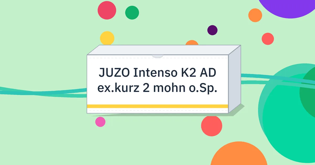 Symbolbild: Packung mit der Aufschrift JUZO Intenso K2 AD ex.kurz 2 mohn o.Sp. (PZN 18618806) – Verfügbarkeit und Bezug in Apotheken in Frankfurt am Main