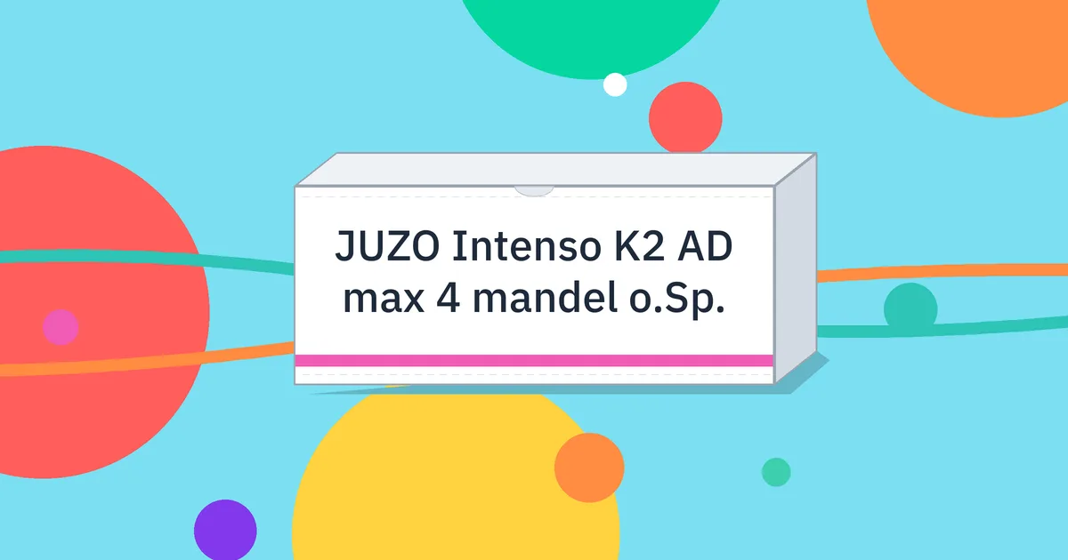 Symbolbild: Packung mit der Aufschrift JUZO Intenso K2 AD max 4 mandel o.Sp. (PZN 18619929) – Verfügbarkeit und Bezug in Apotheken in Frankfurt am Main