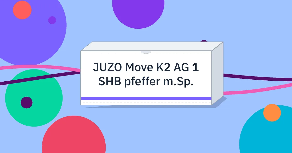 Symbolbild: Packung mit der Aufschrift JUZO Move K2 AG 1 SHB pfeffer m.Sp. (PZN 16651030) – Verfügbarkeit und Bezug in Apotheken in Frankfurt am Main