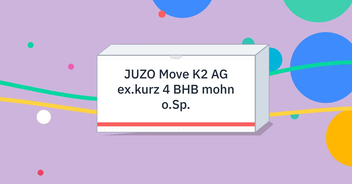 Symbolbild: Packung mit der Aufschrift JUZO Move K2 AG ex.kurz 4 BHB mohn o.Sp. (PZN 18565748) – Verfügbarkeit und Bezug in Apotheken in Frankfurt am Main