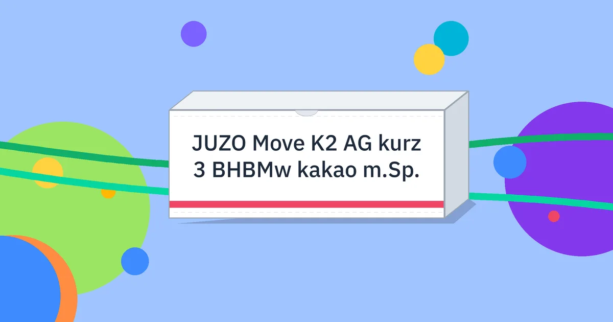 Symbolbild: Packung mit der Aufschrift JUZO Move K2 AG kurz 3 BHBMw kakao m.Sp. (PZN 18560509) – Verfügbarkeit und Bezug in Apotheken in Frankfurt am Main