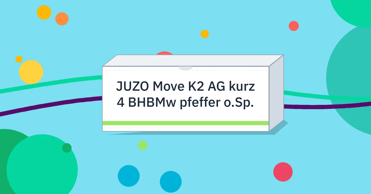 Symbolbild: Packung mit der Aufschrift JUZO Move K2 AG kurz 4 BHBMw pfeffer o.Sp. (PZN 16649470) – Verfügbarkeit und Bezug in Apotheken in Frankfurt am Main