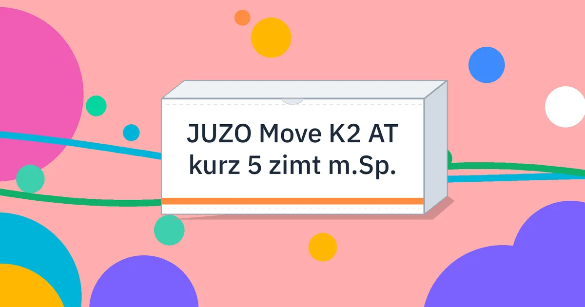 Symbolbild: Packung mit der Aufschrift JUZO Move K2 AT kurz 5 zimt m.Sp. (PZN 20673770) – Verfügbarkeit und Bezug in Apotheken in Frankfurt am Main