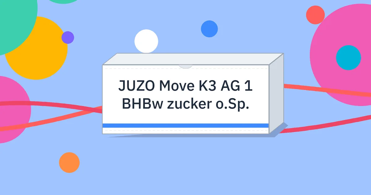 Symbolbild: Packung mit der Aufschrift JUZO Move K3 AG 1 BHBw zucker o.Sp. (PZN 18577711) – Verfügbarkeit und Bezug in Apotheken in Frankfurt am Main