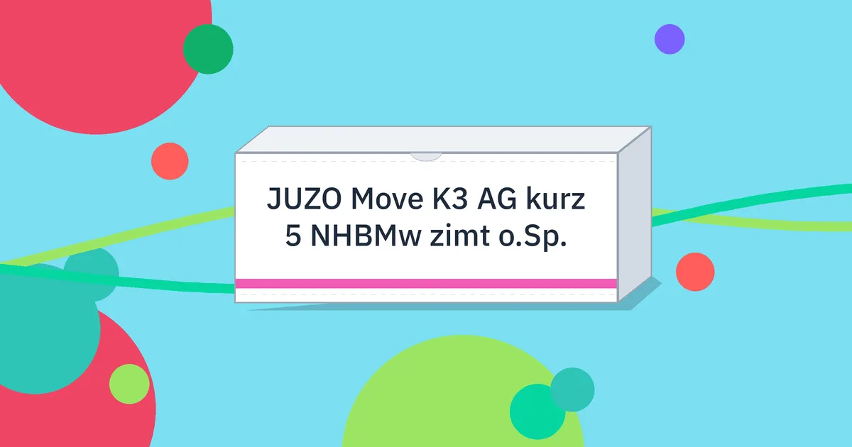Symbolbild: Packung mit der Aufschrift JUZO Move K3 AG kurz 5 NHBMw zimt o.Sp. (PZN 18580937) – Verfügbarkeit und Bezug in Apotheken in Frankfurt am Main