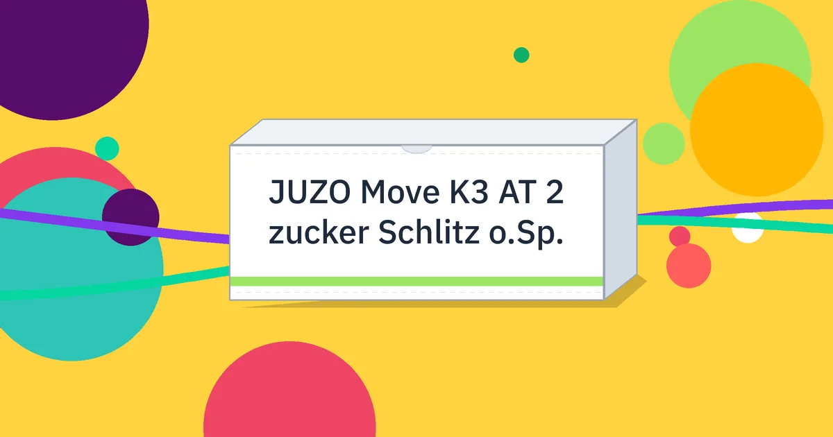 Symbolbild: Packung mit der Aufschrift JUZO Move K3 AT 2 zucker Schlitz o.Sp. (PZN 20679258) – Verfügbarkeit und Bezug in Apotheken in Frankfurt am Main