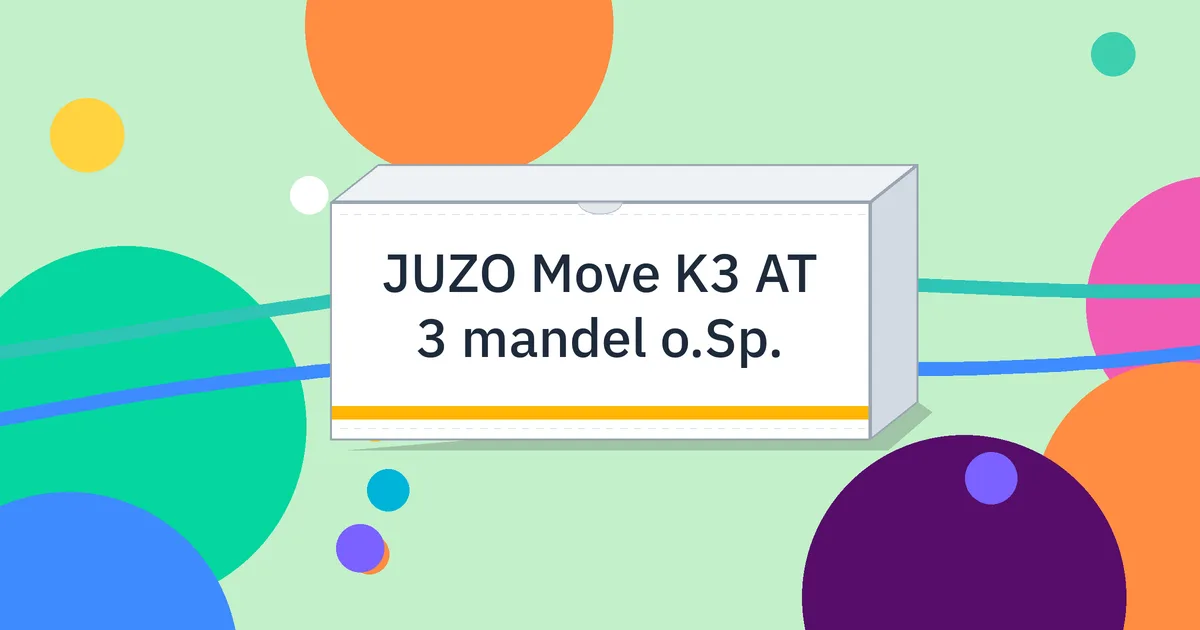 Symbolbild: Packung mit der Aufschrift JUZO Move K3 AT 3 mandel o.Sp. (PZN 20678595) – Verfügbarkeit und Bezug in Apotheken in Frankfurt am Main