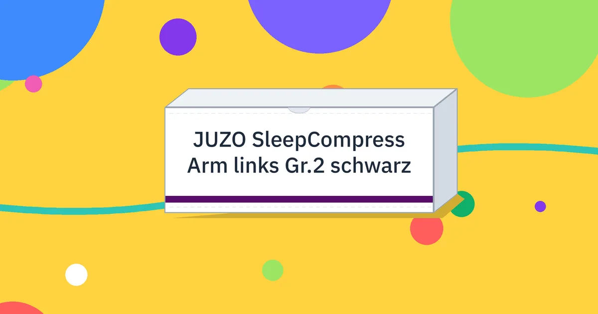 Symbolbild: Packung mit der Aufschrift JUZO SleepCompress Arm links Gr.2 schwarz (PZN 18298744) – Verfügbarkeit und Bezug in Apotheken in Frankfurt am Main