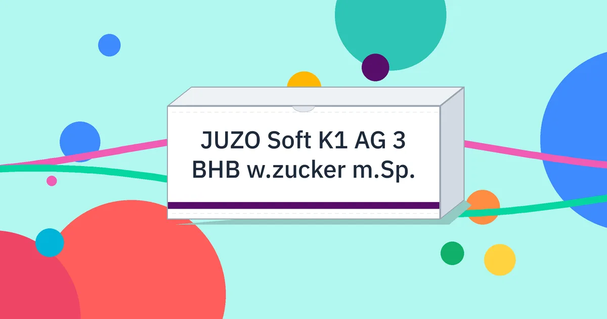 Symbolbild: Packung mit der Aufschrift JUZO Soft K1 AG 3 BHB w.zucker m.Sp. (PZN 14836529) – Verfügbarkeit und Bezug in Apotheken in Frankfurt am Main