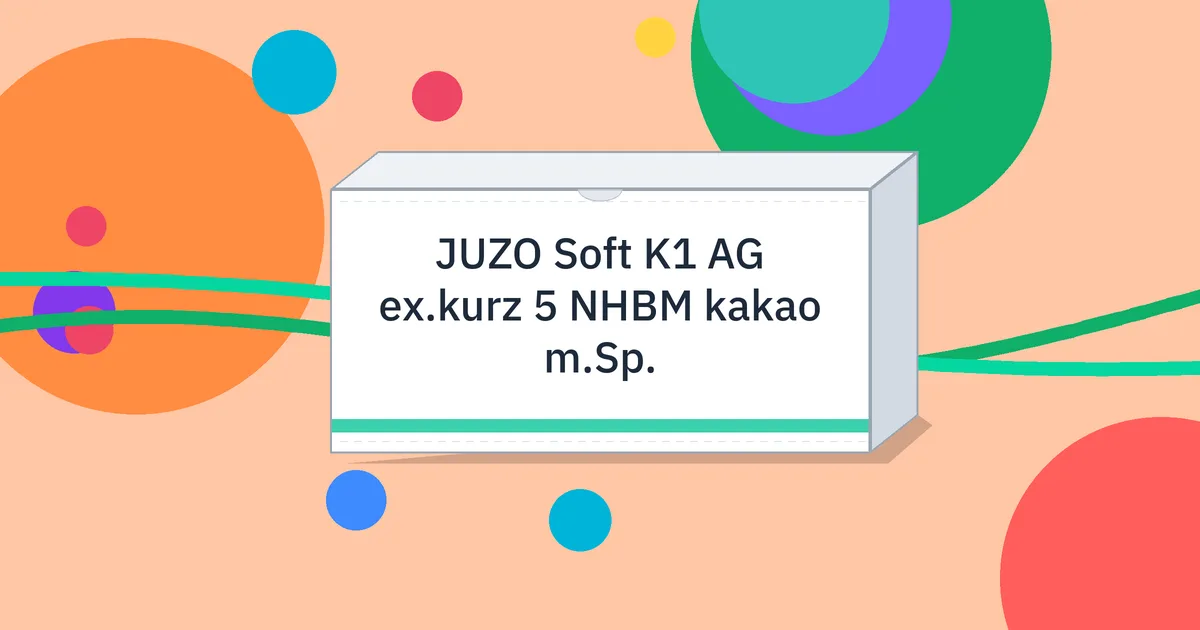 Symbolbild: Packung mit der Aufschrift JUZO Soft K1 AG ex.kurz 5 NHBM kakao m.Sp. (PZN 15017839) – Verfügbarkeit und Bezug in Apotheken in Frankfurt am Main